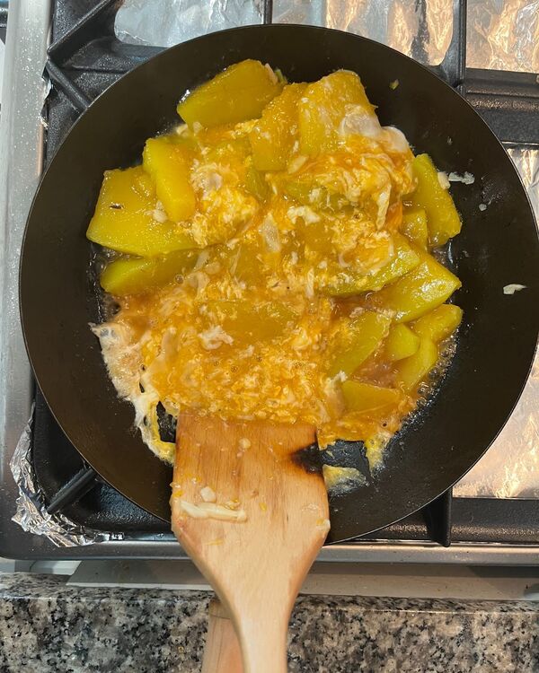 Thai-Style Stir-Fried Pumpkin with Egg and Basil Recipe