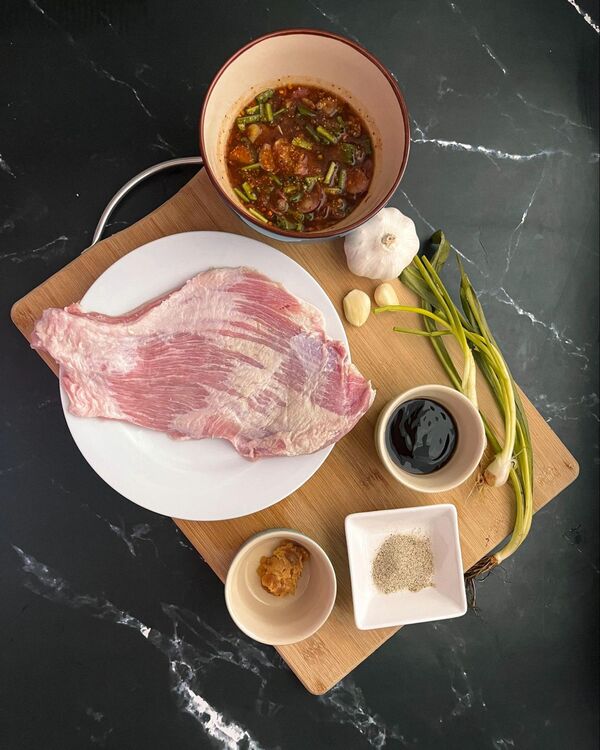 Thai-style Grilled Pork Neck (Kor Moo Yang) Recipe with Air Fryer